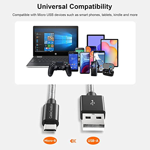 Short Micro USB Cable, CableCreation USB to Micro USB 24 AWG Triple Shielded Fast Charger Cable, Compatible with TV Stick, PS4, Chromecast, Power Bank, Android Phone, 0.5FT/6 inch Black