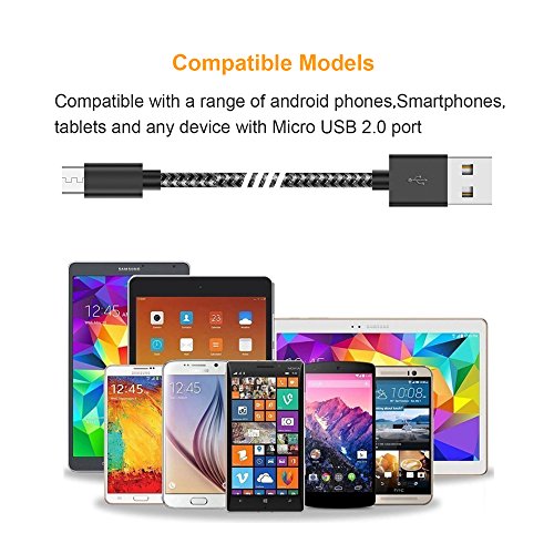 Gopala Micro USB Cable Android Charger [6-Pack 5ft] Nylon Braided Fast Sync&Charging Cord for Android, Samsung, Nexus, LG, HTC, Nokia, Sony, and More