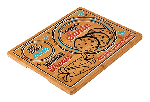 Farberware Cutting Board with Recessed Handles, Tray for Christmas Eve, Milk and Cookie Plate for Santa, Reversible Kitchen Chopping Board, 11-inch x 14-Inch, Bamboo