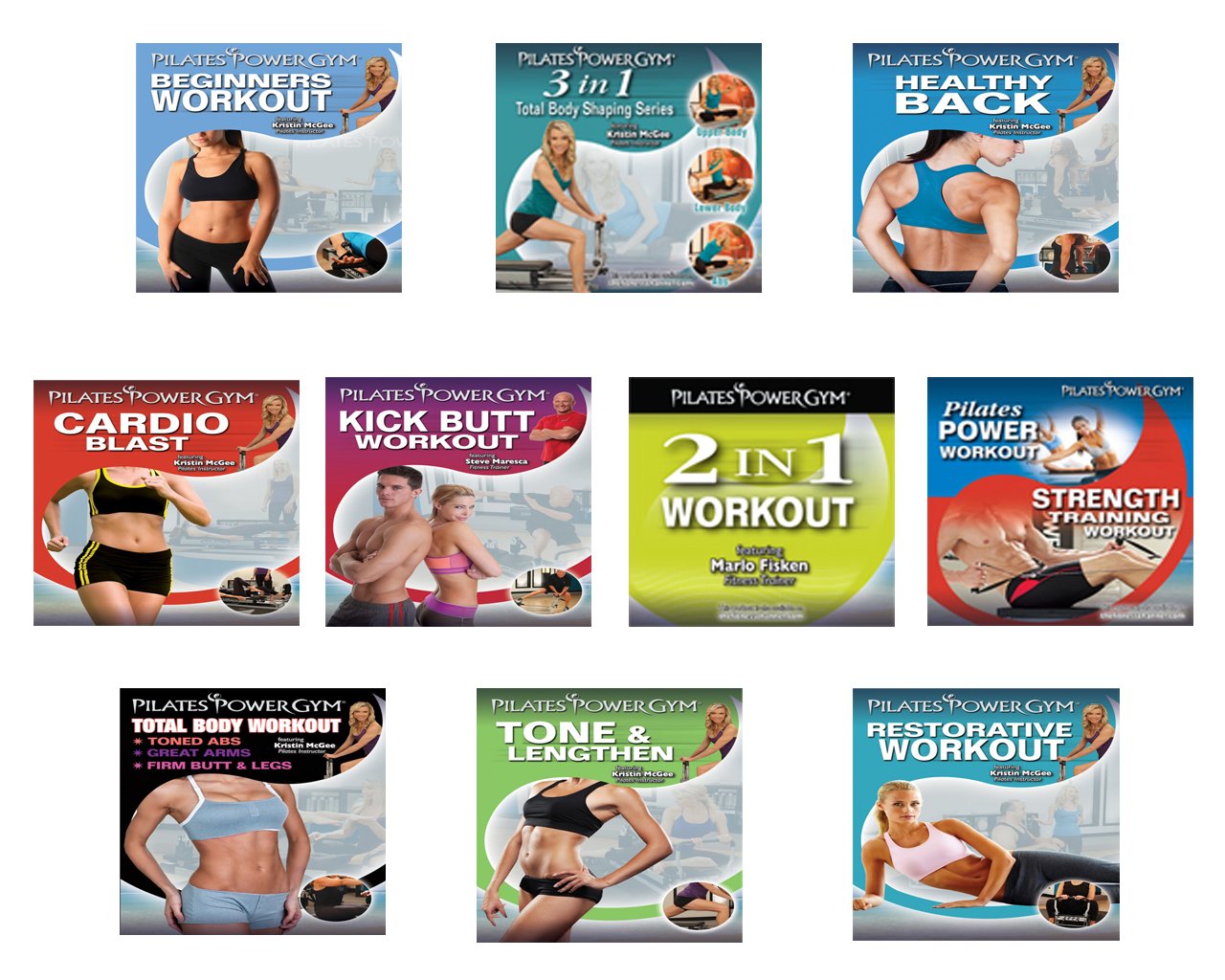Pilates Power Gym 'Extreme' 10 DVD Celebrity Trainer Set Featuring Kristin McGee, Steve Maresca, Marlo Fisken and More