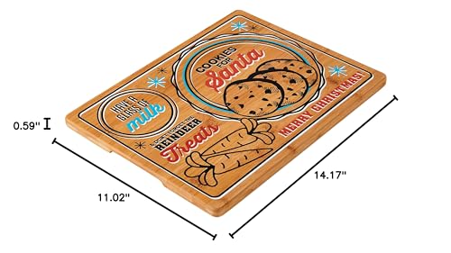 Farberware Cutting Board with Recessed Handles, Tray for Christmas Eve, Milk and Cookie Plate for Santa, Reversible Kitchen Chopping Board, 11-inch x 14-Inch, Bamboo