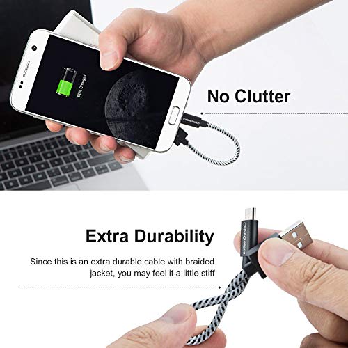 Short Micro USB Cable, CableCreation USB to Micro USB 24 AWG Triple Shielded Fast Charger Cable, Compatible with TV Stick, PS4, Chromecast, Power Bank, Android Phone, 0.5FT/6 inch Black