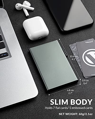 VULKIT Minimalist Credit Card Holder Pop Up Cards RFID Protection Slim Metal Wallet