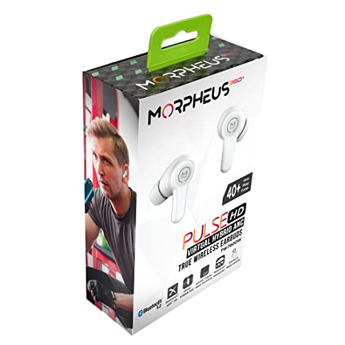 Morpheus 360 Pulse HD TW7800W Sweatproof Virtual Hybrid Active Noise Cancelling TWS Wireless Earbuds with Built-in Microphones for Sports, Gym, Workout, or Work. with Recharging Earbuds Case