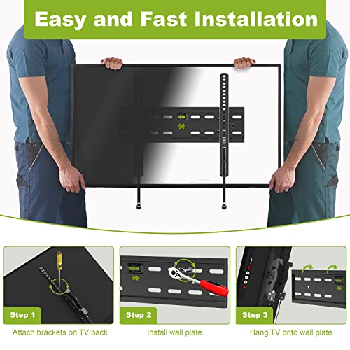 USX MOUNT TV Wall Bracket Tilting Universal TV Mount for Most 26-55 Inch Flat Screen TV with Weight Capacity Up to 99lbs, Low Profile +/-12 ° Tilt TV Bracket with Tilting Knob,Max VESA 400x400mm
