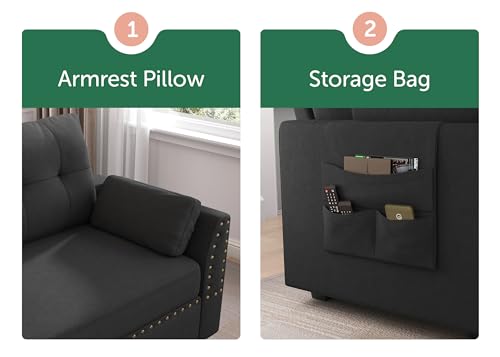 HONBAY Reversible Sectional Sofa L-Shape Sofa Convertible Couch 4-Seater Sofas Sectional for Apartment Deep Grey