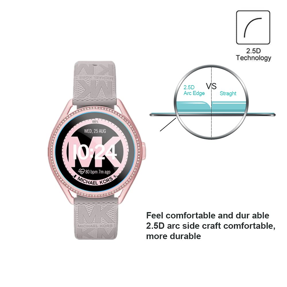 MIHENCE Compatible for Michael Kors MKGO Gen 5E 43mm Screen Protector, 9H Anti-Scratch Premium Real Tempered Glass Screen Protector for Michael Kors Women's MKGO Gen 5E 43mm Smartwatch (3PCS)