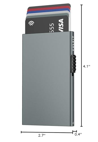 VULKIT Minimalist Credit Card Holder Pop Up Cards RFID Protection Slim Metal Wallet