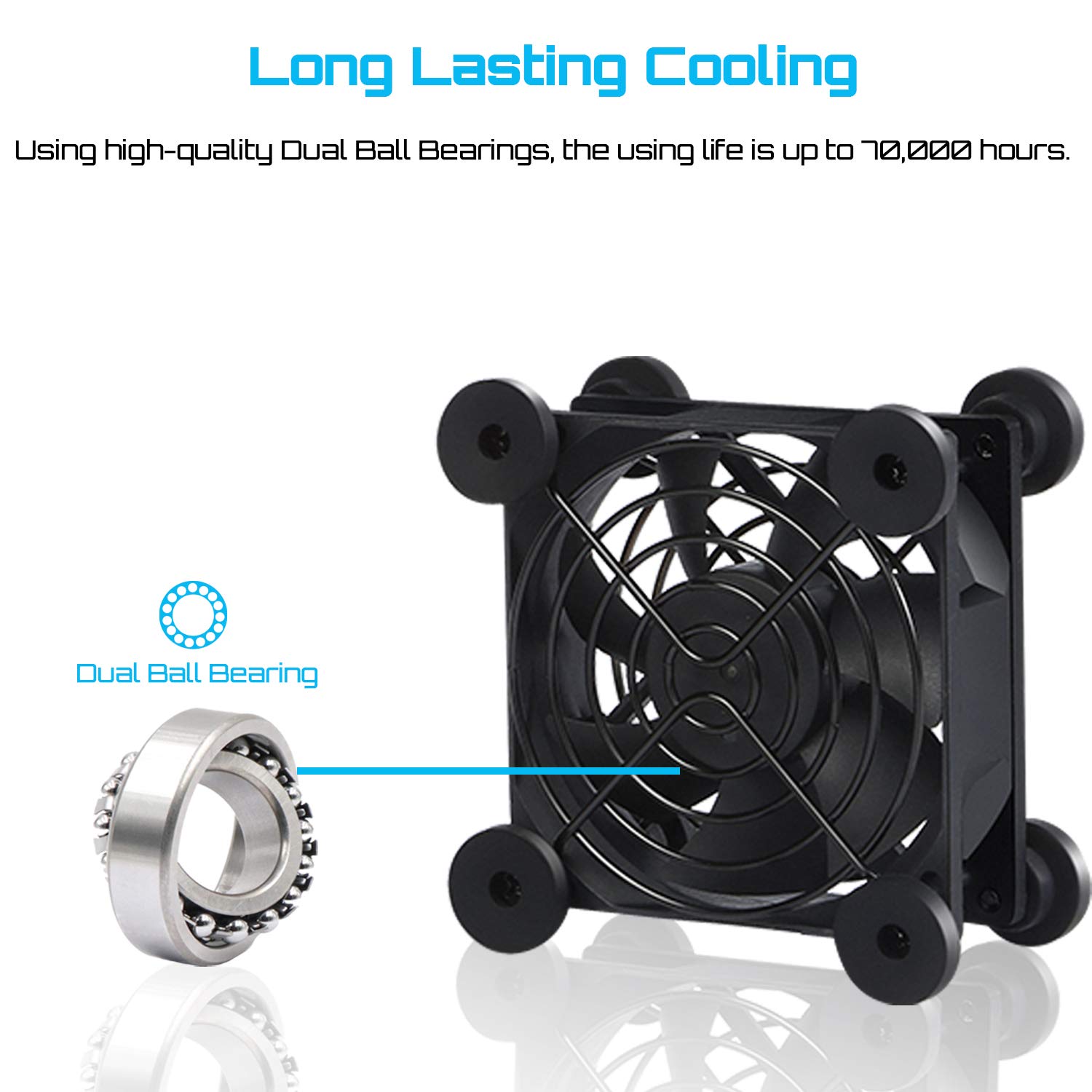 upHere USB Computer Fan Black, Dual 80mm, Silent, 80 * 80*25mm, 1800rpm, 5V, 1.68W, 20dB, Compatible with Desktop, Laptop, TV Box, Receiver, AV Cabin, PS4, Projector, Router