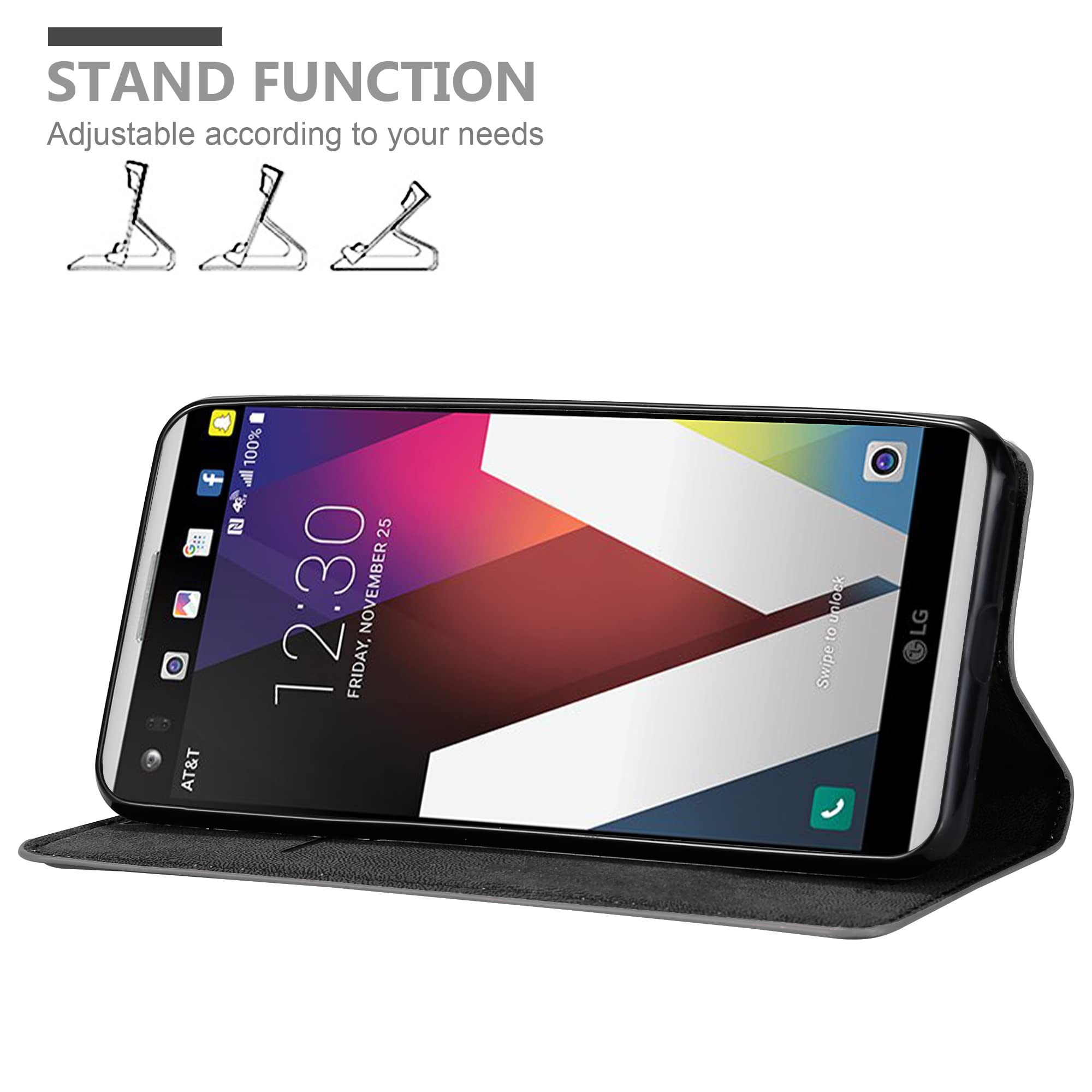 Cadorabo Book Case Compatible with LG V20 in Titanium Grey - with Magnetic Closure, Stand Function and Card Slot - Wallet Etui Cover Pouch PU Leather Flip