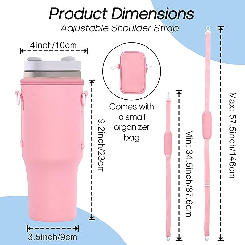 Water Bottle Carrier Bag with Pouch Compatible with Stanley 40oz Tumbler with Handle, Water Bottle Pouch for Stanley Quencher H2.0 Flowstate, Stanley Adventure Quencher, Simple Modern 40 oz Tumbler