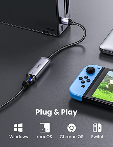 UGREEN USB to Ethernet Adapter USB 3.0 to 10 100 1000 Mbps Gigabit LAN Network Adapter RJ45 Internet Adapter Compatible with Nintendo Switch Laptop PC MacBook Surface XPS Raspberry Pi 4b, and More