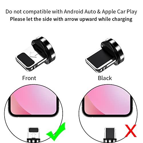 ESSAGER Magnetic Charging Cable 4 Pack(3.3+3.3+6.6+6.6) ft, 360°& 180°Rotation Magnetic Charger Cable with LED Compatible with USB C Type-c Micro 3 in 1 Charger Cable(Black)