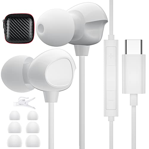 COOYA USB C Headphones for Samsung S23 S22 S21 S20 Galaxy Flip 4 Note 20 A53 Type C Wired Earbuds with Microphone for Google Pixel 6 7 Pro Headset Stereo in-Ear Earphones for iPad Mini 6 OnePlus 10 9