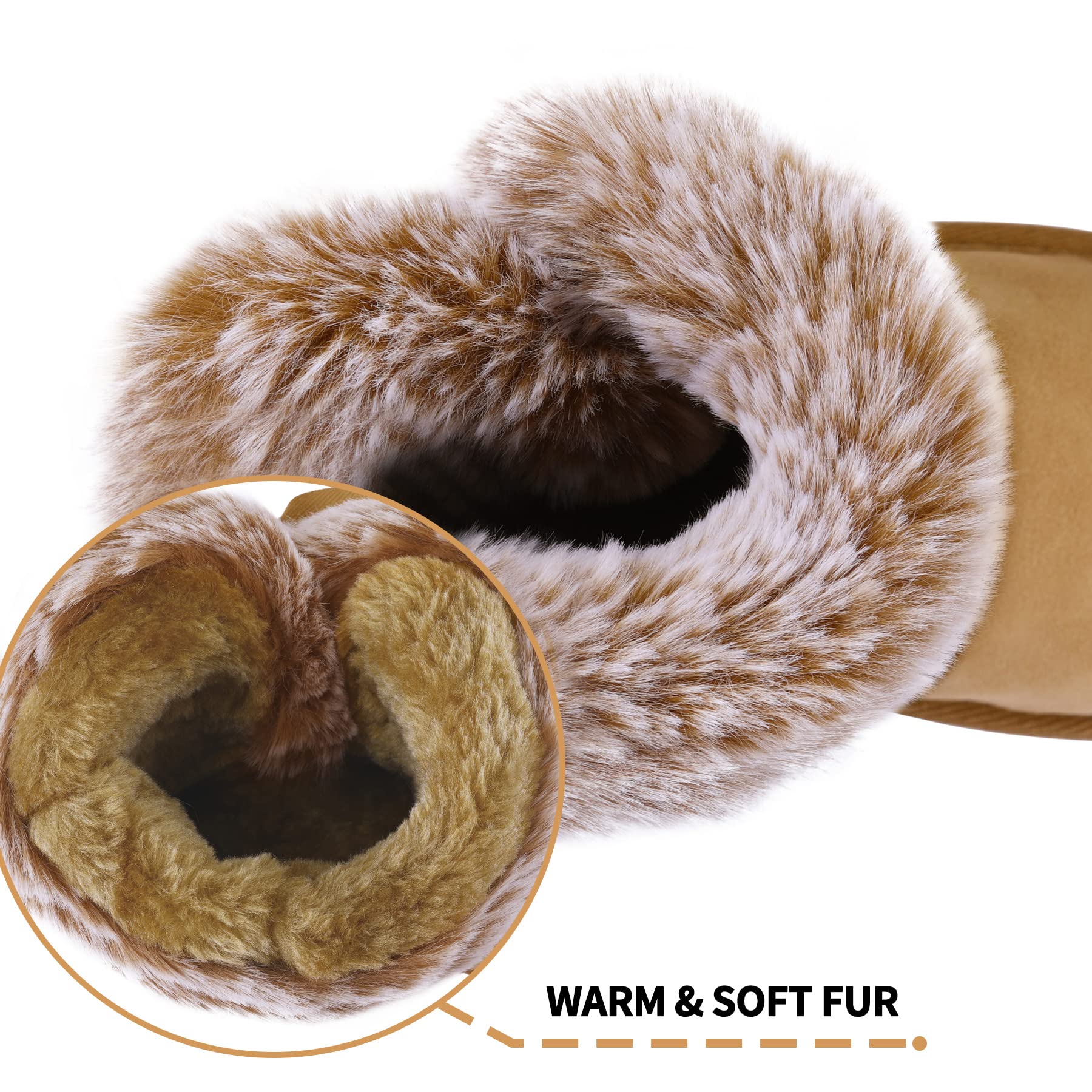 K KomForme Girls Kids Snow Boots Warm Fur Lined Slip On Outdoor Winter Shoes Lightweight Comfy(Little/Big Kids)