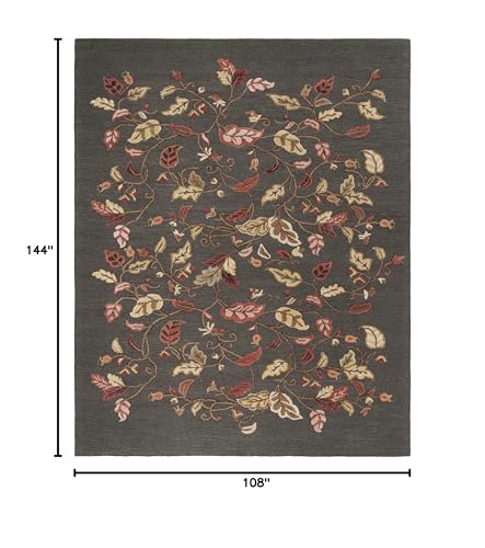 MARTHA STEWART x SAFAVIEH 9' x 12' Francesca Black MSR3611B Handmade Autumn Woods Wool & Viscose Area Rug