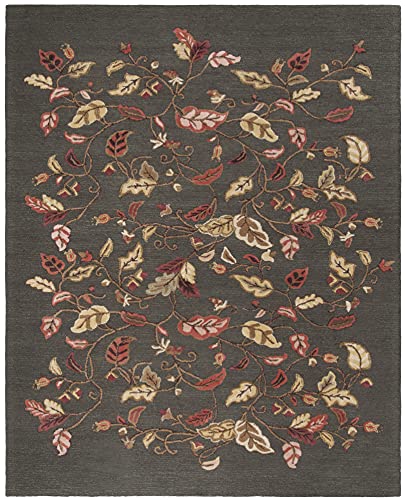 MARTHA STEWART x SAFAVIEH 9' x 12' Francesca Black MSR3611B Handmade Autumn Woods Wool & Viscose Area Rug