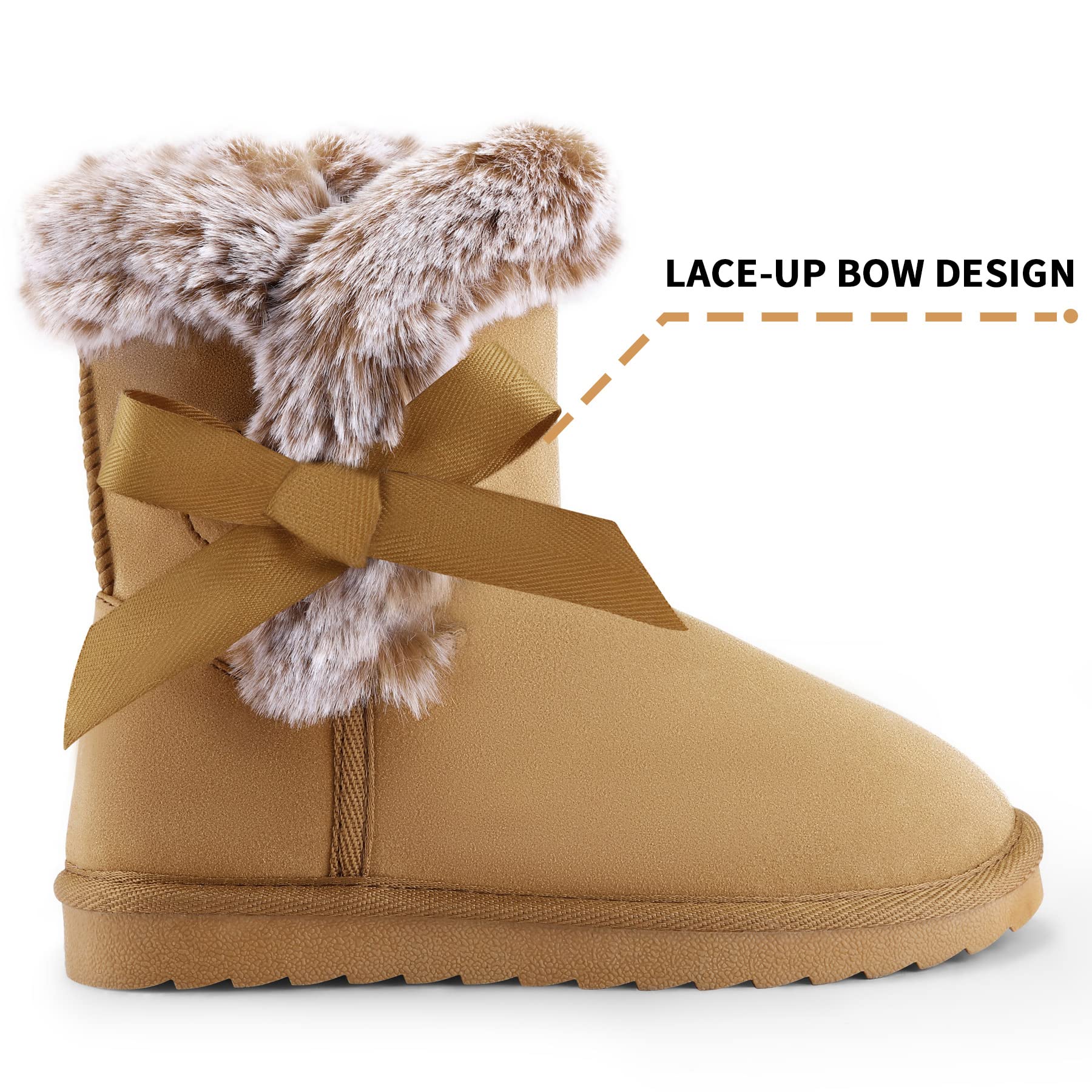 K KomForme Girls Kids Snow Boots Warm Fur Lined Slip On Outdoor Winter Shoes Lightweight Comfy(Little/Big Kids)