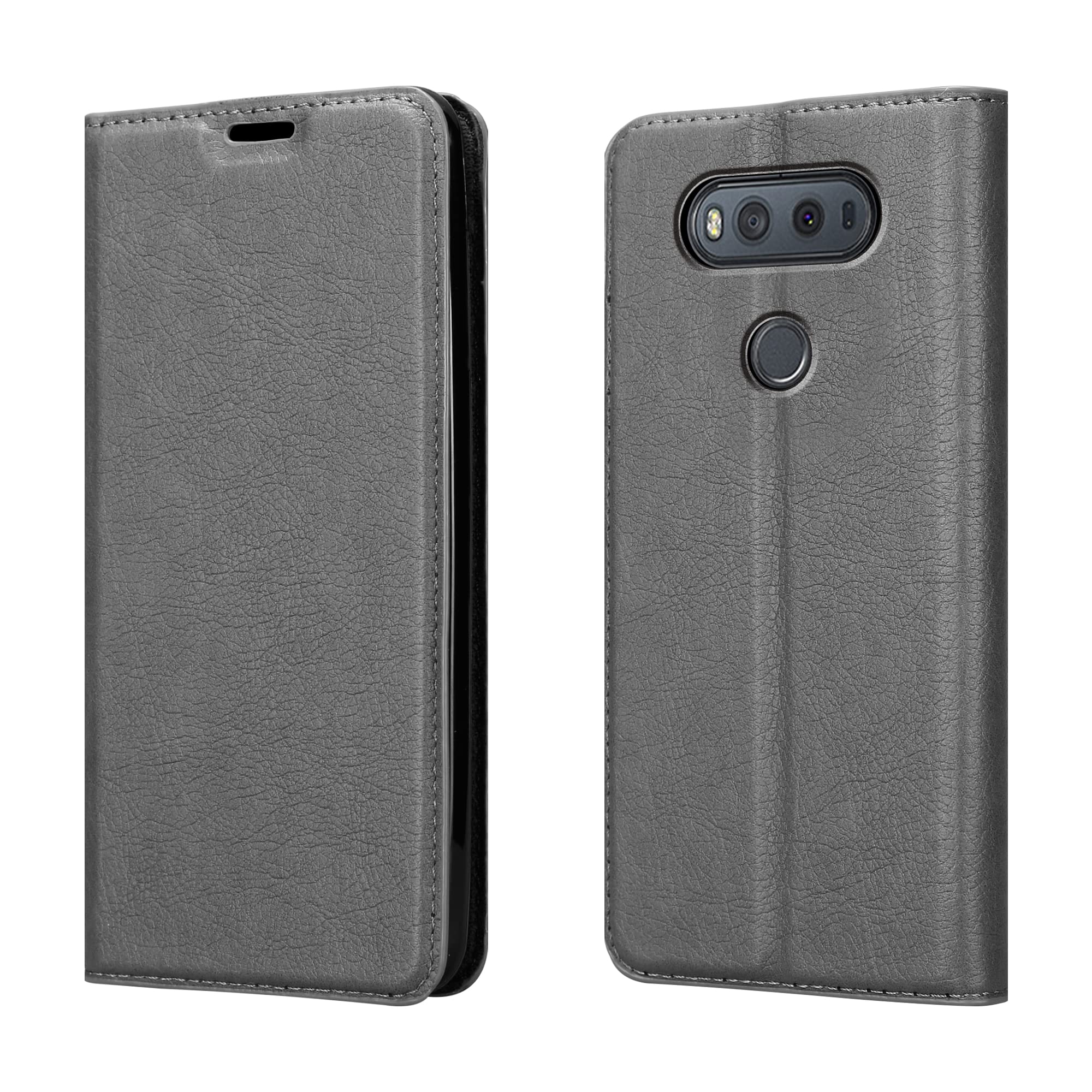 Cadorabo Book Case Compatible with LG V20 in Titanium Grey - with Magnetic Closure, Stand Function and Card Slot - Wallet Etui Cover Pouch PU Leather Flip