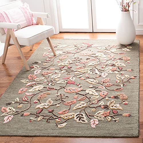 MARTHA STEWART x SAFAVIEH 9' x 12' Francesca Black MSR3611B Handmade Autumn Woods Wool & Viscose Area Rug