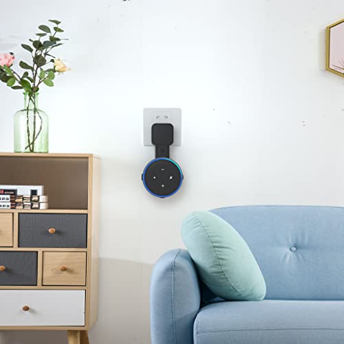 Wall Mount Stand,Outlet Wall Mount Holder for Echo Dot 3rd Generation Smart Home Speakers Space-Saving Hanger Plug Wall Mount for Alexa Built-in Cable Management Hide Messy Wires(1 Pack Black)