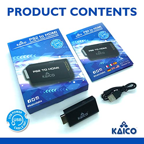 Kaico Edition - Playstation 2 PS2 HDMI Converter - PS2 to HDMI - Component to HDMI Converter Adaptor - Play Playstation 2 on Your HDMI TV - Retro Gaming PS2 HDMI Converter Adapterā¦