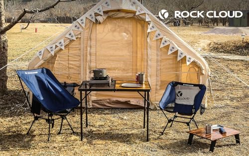 ROCK CLOUD 2 Pack Portable Compact Camping Chair Ultralight Folding Chairs Outdoor Lrage-Size for Camp Hiking Backpacking Lawn Beach Sports, Two-Heights Adjustable (Black-Large)