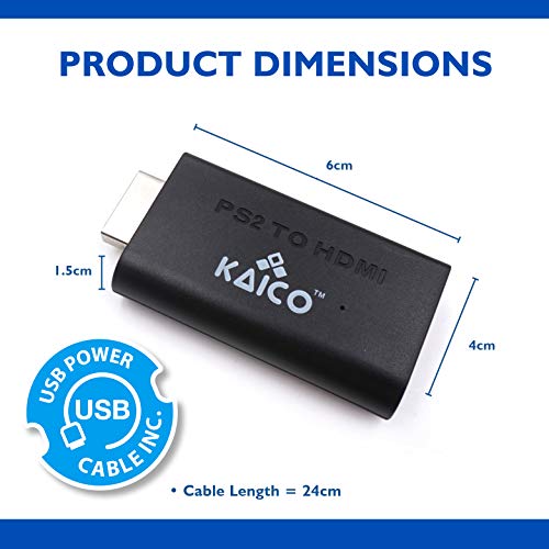 Kaico Edition - Playstation 2 PS2 HDMI Converter - PS2 to HDMI - Component to HDMI Converter Adaptor - Play Playstation 2 on Your HDMI TV - Retro Gaming PS2 HDMI Converter Adapterā¦
