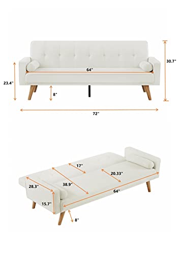Eafurn Convertible Sofa Bed, Adjustable Modern Futon Couch-Breathable Fabric Folding Lounge Loveseat Reversible Daybed Easy to Clean-Ideal for Bedroom, 72", Grey