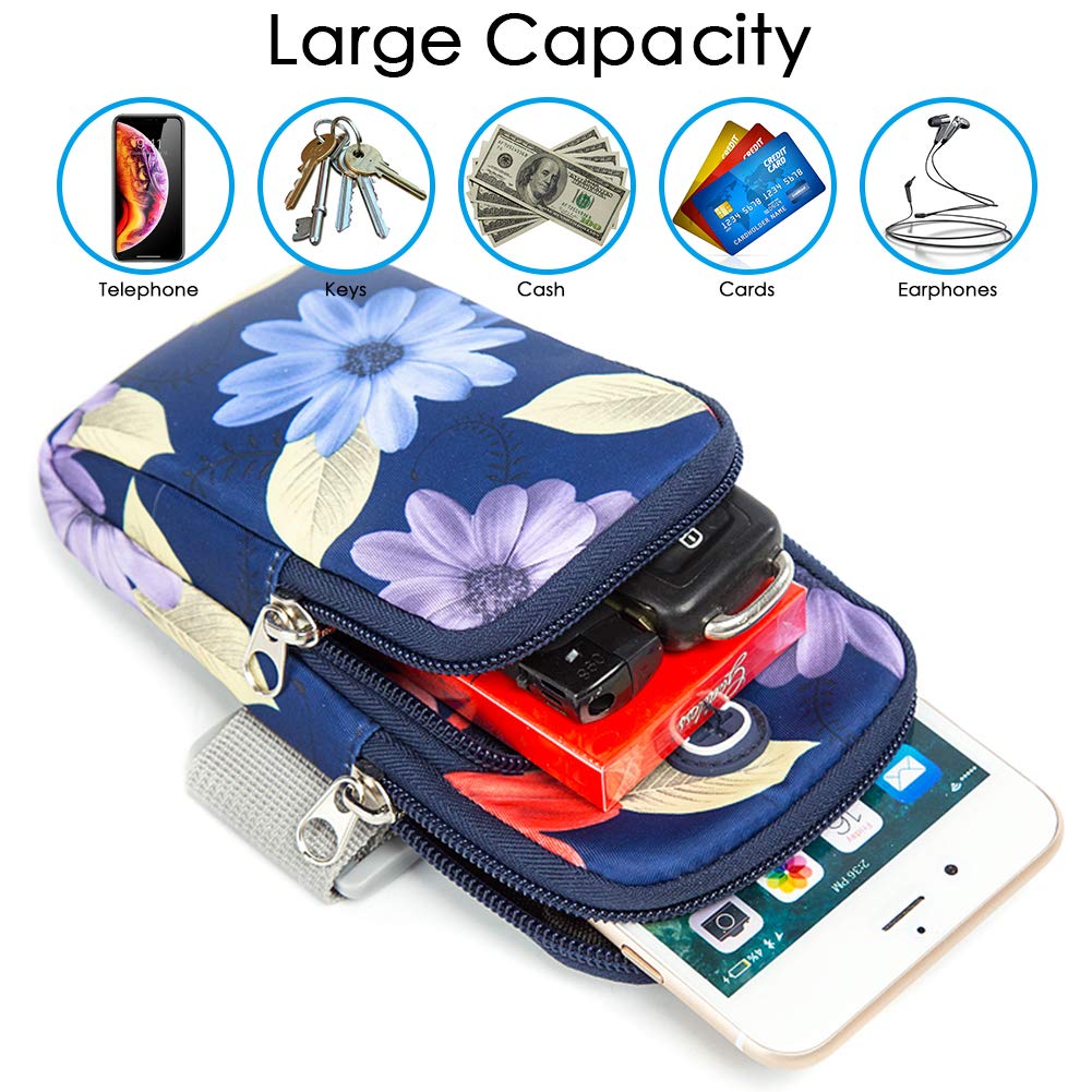 WATACHE Sports Arm Bag, Universal Unisex Armbands Exercise Workout Running Gym Armbands Phone Holder Pouch Case with Earphone Hole for iPhone, Samsung Galaxy and LG,#1Dark Blue