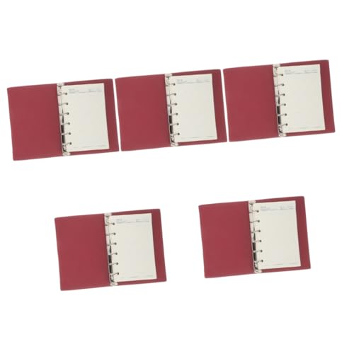 Ciieeo 5 Sets vintage diary hard cover notebooks diary sketchbook field notes sketchbook diary planner refillable diary notebook business card pocket binders Metal ring office Adhesive