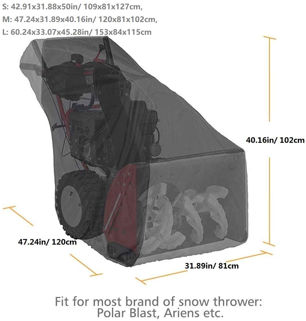 UCARE Snow Thrower Cover Waterproof Dustproof Snow Blower Covers for Most Electric Two-Stage Snow Throwers (M: 47.24x31.89x40.16 in/ 120x81x102 cm)