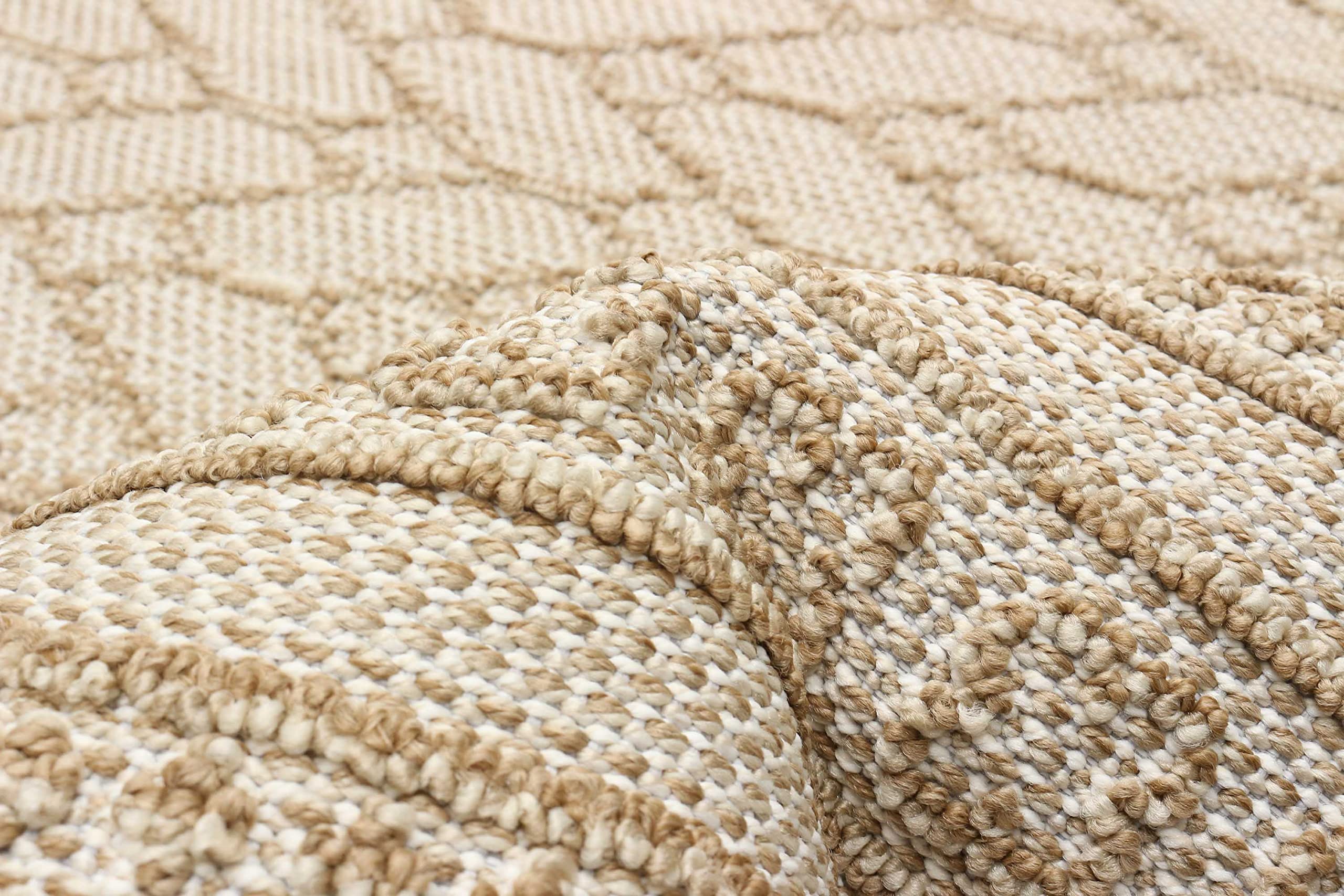 eCarpetGallery Vintage Turkish Area Rug for Living Room Bedroom 5x7 Taupe Carpet, High Low Pile Textured Rug, 368016