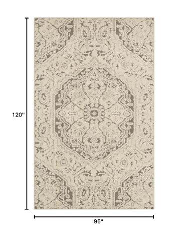 Mohawk Home Francesca Ornamental Medallion Light Gray 8' x 10' Shag Area Rug Perfect for Living Room, Dining Room, Office