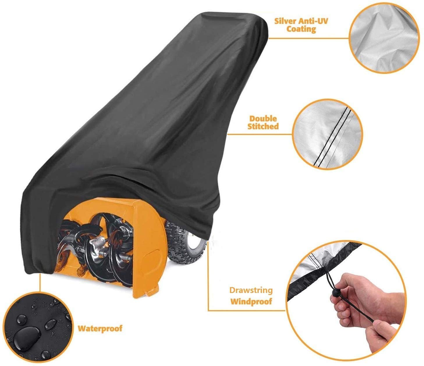 UCARE Snow Thrower Cover Waterproof Dustproof Snow Blower Covers for Most Electric Two-Stage Snow Throwers (M: 47.24x31.89x40.16 in/ 120x81x102 cm)
