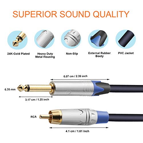 tisino RCA to 1/4 Cable, Dual RCA to Dual 1/4 inch TS Stereo Audio Interconnect Cable Patch Cords - 3.3 feet