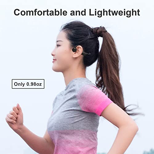 Loluka Wireless Open Ear Bone Conduction Headphones with Microphone Podcast Induction Bluetooth Earphones Sweatproof Sports Headset Lightweight Waterproof for Running Driving Hiking Bicycling Black
