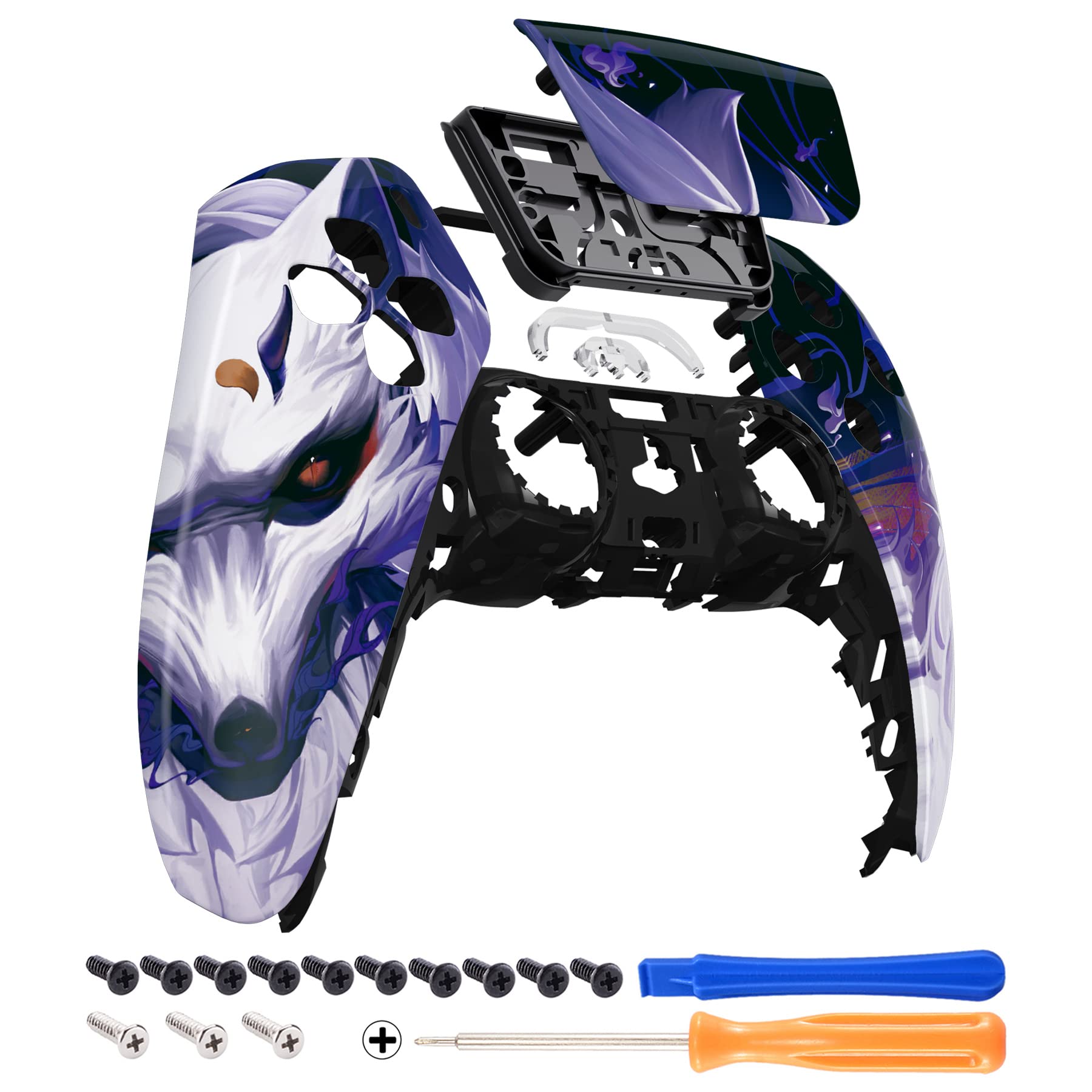 eXtremeRate Nine-tailed Fox Touchpad Front Top Shell Compatible with ps5 Controller BDM-010 020 030 040 050, DIY Replacement Shell Custom Touch Pad Cover Compatible with ps5 Controller