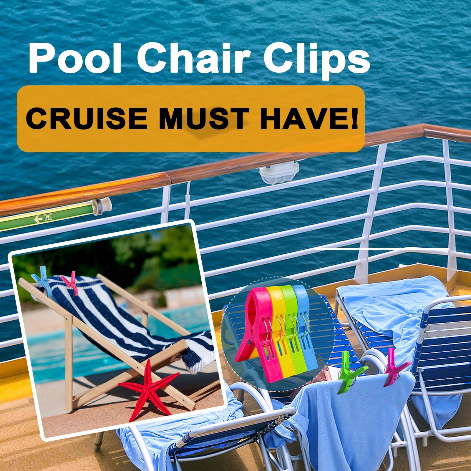 8 Pack Towel Clips Beach Chair Clips for Cruise Must Have, Pool Towel Clips Plastic Clothes Pegs Towel Holder Clamps