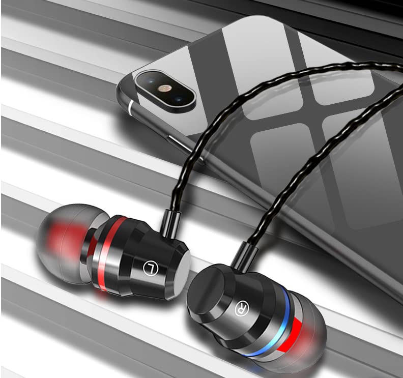 3.5mm Jack Volume Control Earbuds with Microphone in Ear Headphone Earphones for Galaxy A13 5G, A12 A13 A21 A22 A02S A03S A04S, S10 Plus, Note 9, Moto G Pure, One 5G Ace, Edge Plus, G9 Play (Black)