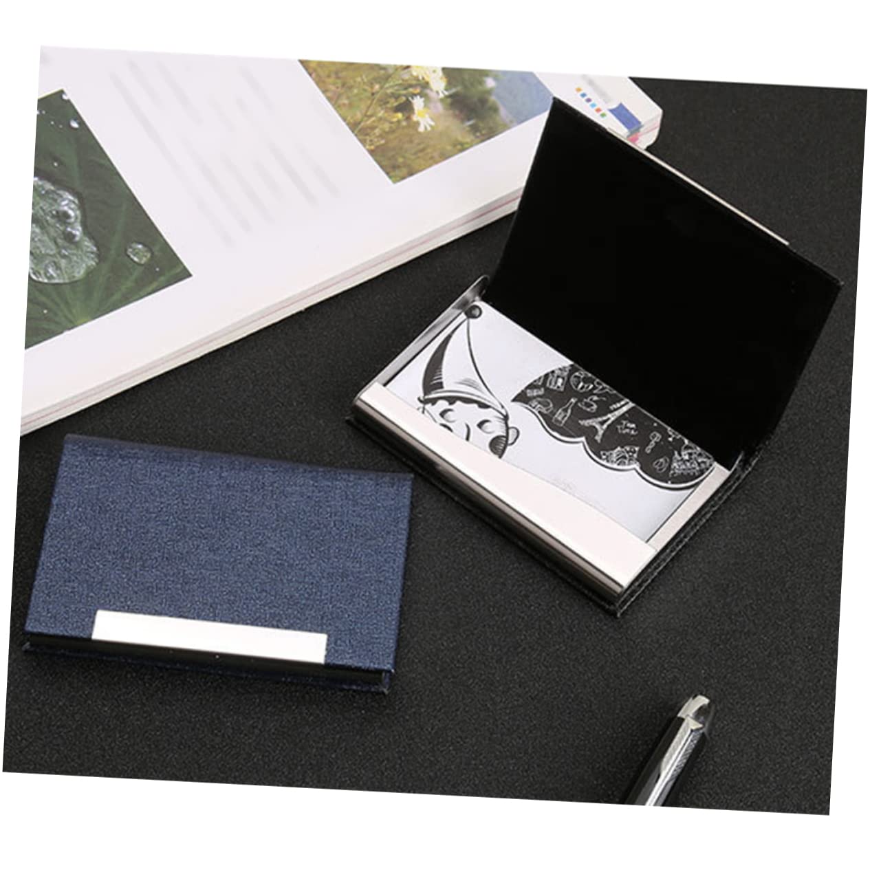 Tofficu 3pcs Business Wallet Name Holder Stainless Steel Case Holder for Business