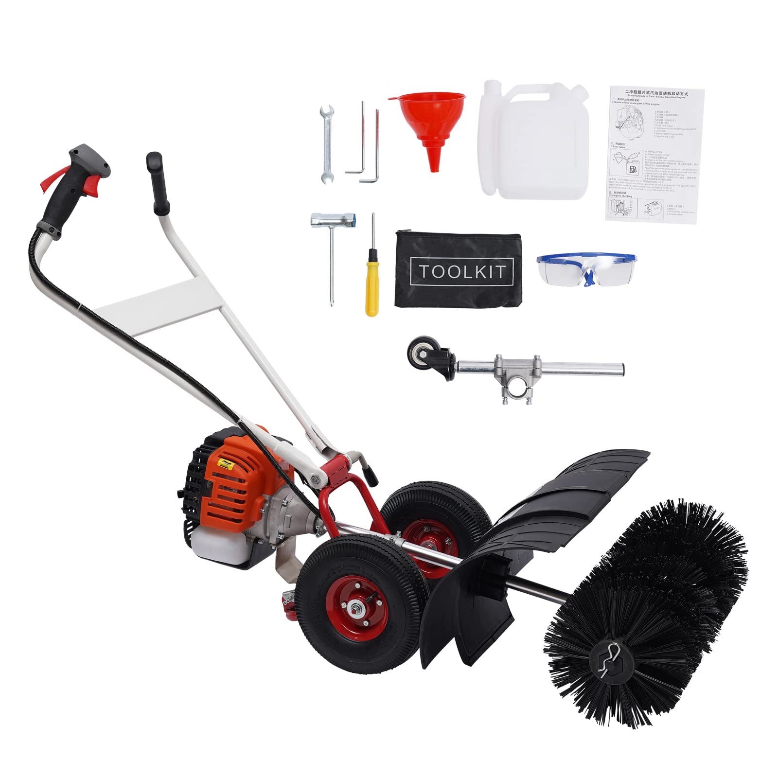 Walk-behind Road Snow Plow 52cc 2 Stroke Single Cylinder Hand Push Electric Industrial Snow Sweeper Space-saving Foldable Outdoor Snow Thrower