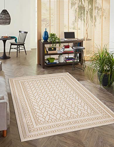 eCarpetGallery Vintage Turkish Area Rug for Living Room Bedroom 4x6 Taupe Carpet, High Low Pile Textured Taupe Rug, 368015