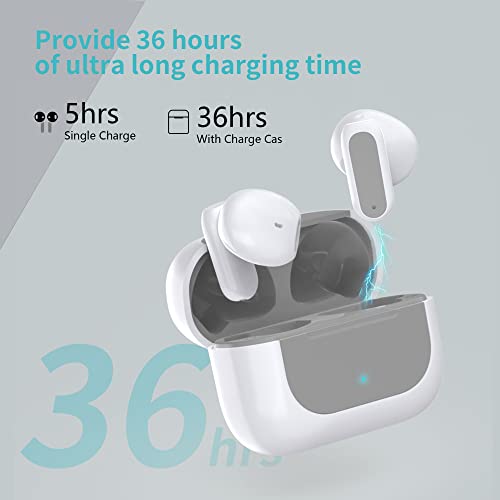 Tikgram Intelligent Touch True Wireless Earbuds, Active Noise Cancelling Stereo Headphones, 36H Battery Life Charging Case, IPX5 Water and Sweat Resistant,for Android/iOS Wireless Earbuds