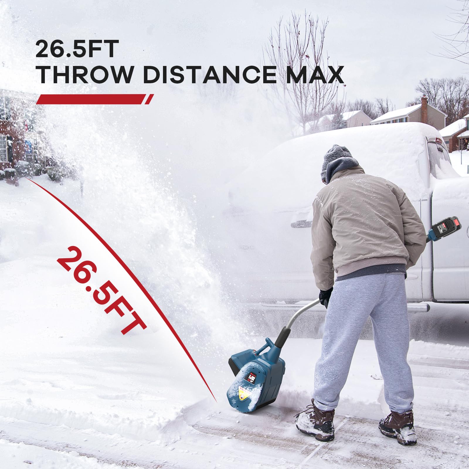 Cordless Snow Shovel, 40V | 13-Inch | Cordless Snow Blower, Battery Powered Snow Blower with Directional Plate & Adjustable Front Handle (2 * 20V Battery & Dual Quick Charger Included)