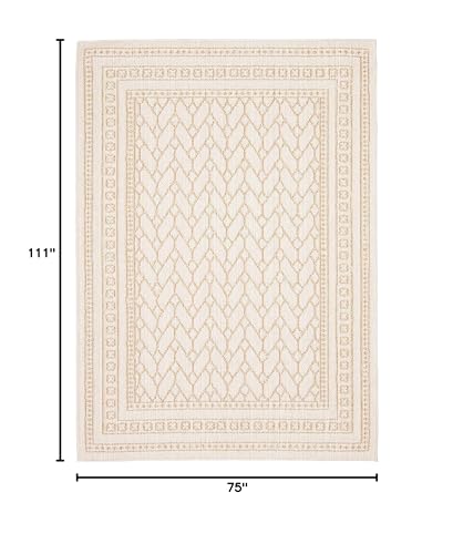 ECARPETGALLERY Vintage Turkish Area Rug for Living Room Bedroom 6x9 Taupe Carpet, High Low Pile Textured Rug, 368017