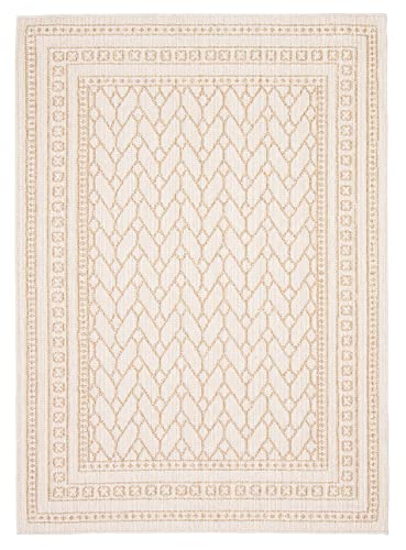 ECARPETGALLERY Vintage Turkish Area Rug for Living Room Bedroom 6x9 Taupe Carpet, High Low Pile Textured Rug, 368017