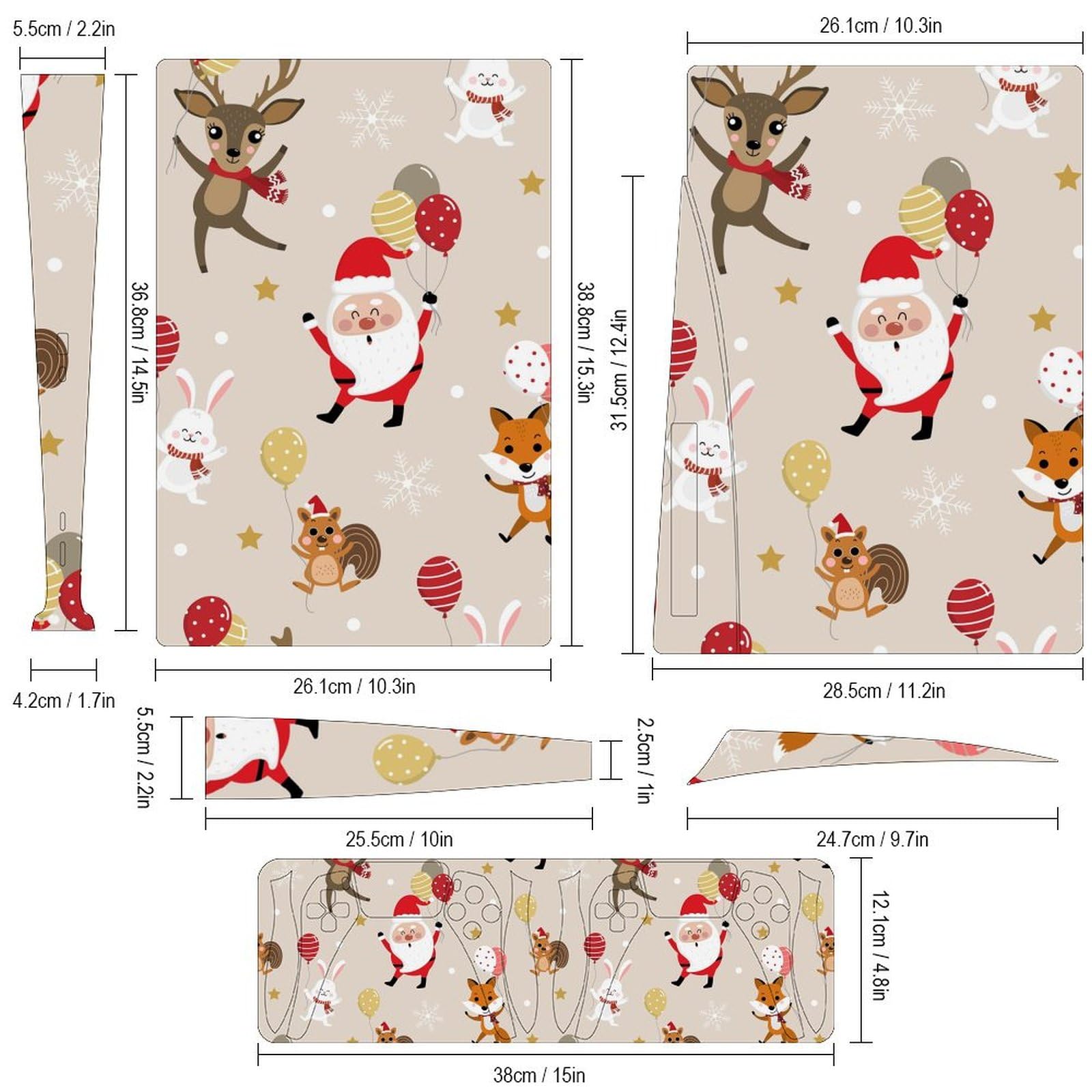AoHanan Merry Christmas with Santa Clause 5 Skin Controller Accessories Cover Skins Anime Vinyl Cover Sticker Full Set for 5 Disc Edition