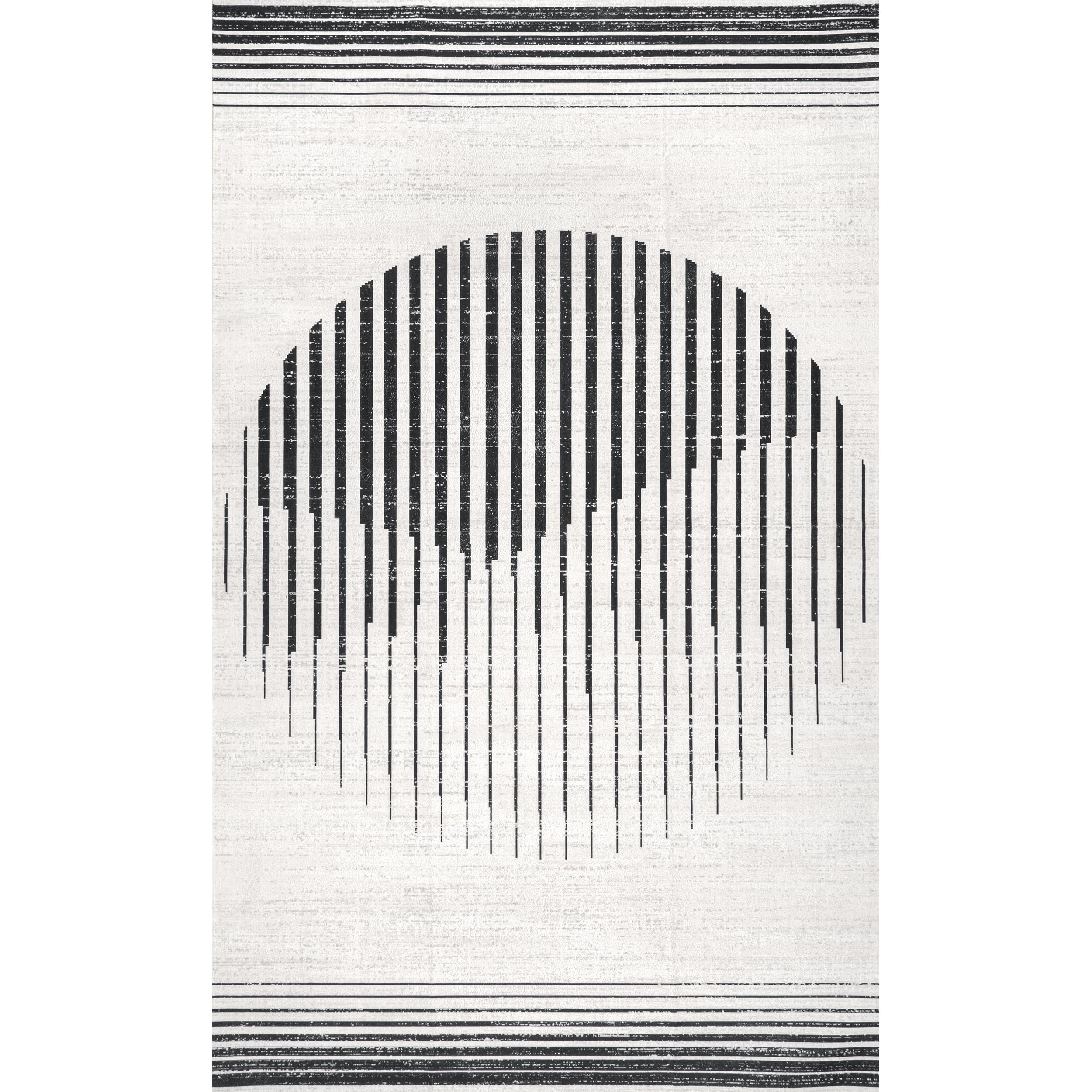 nuLOOM Francesca Machine Washable Contemporary Moon Ultra Thin Area Rug, 6' x 9', Grey