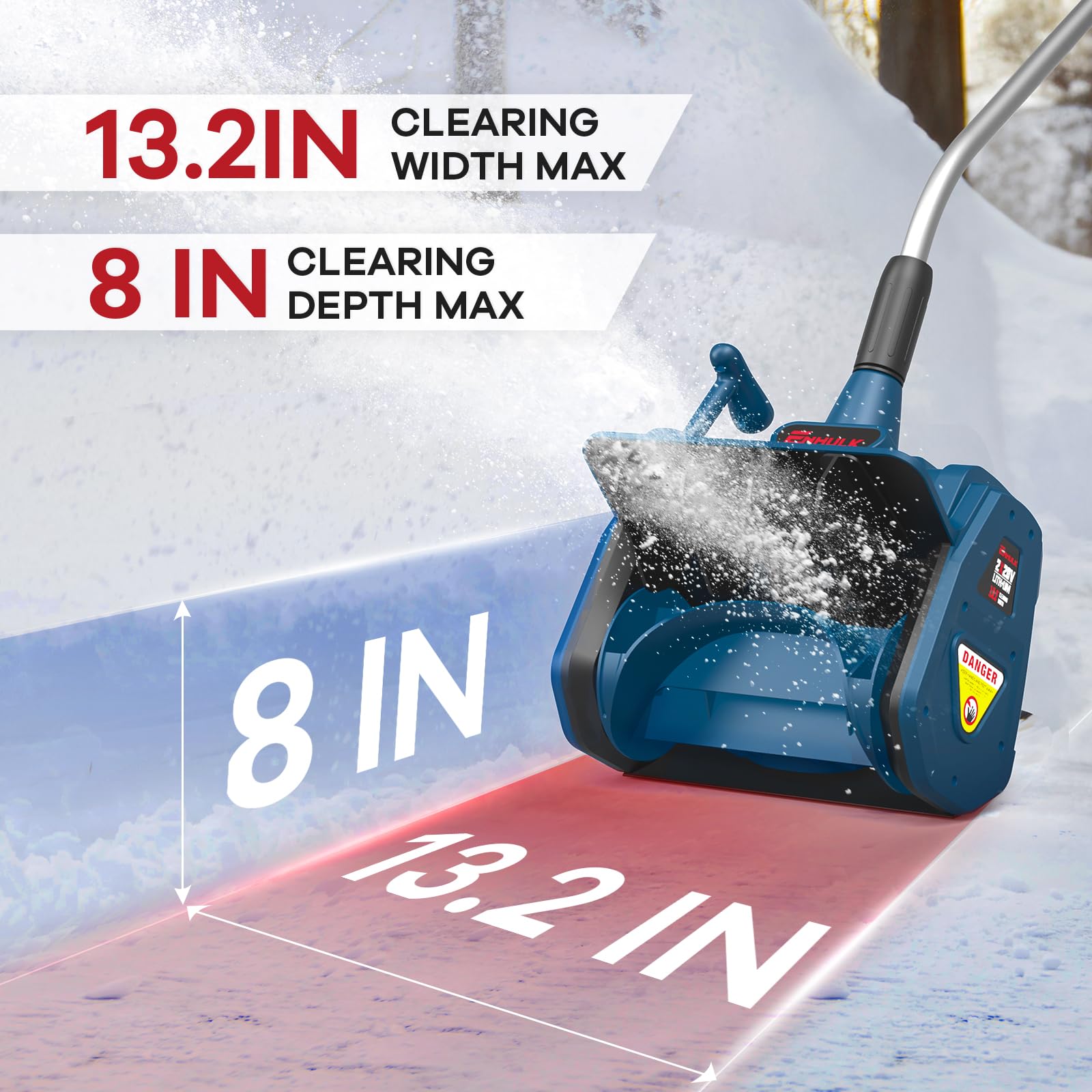 Cordless Snow Shovel, 40V | 13-Inch | Cordless Snow Blower, Battery Powered Snow Blower with Directional Plate & Adjustable Front Handle (2 * 20V Battery & Dual Quick Charger Included)